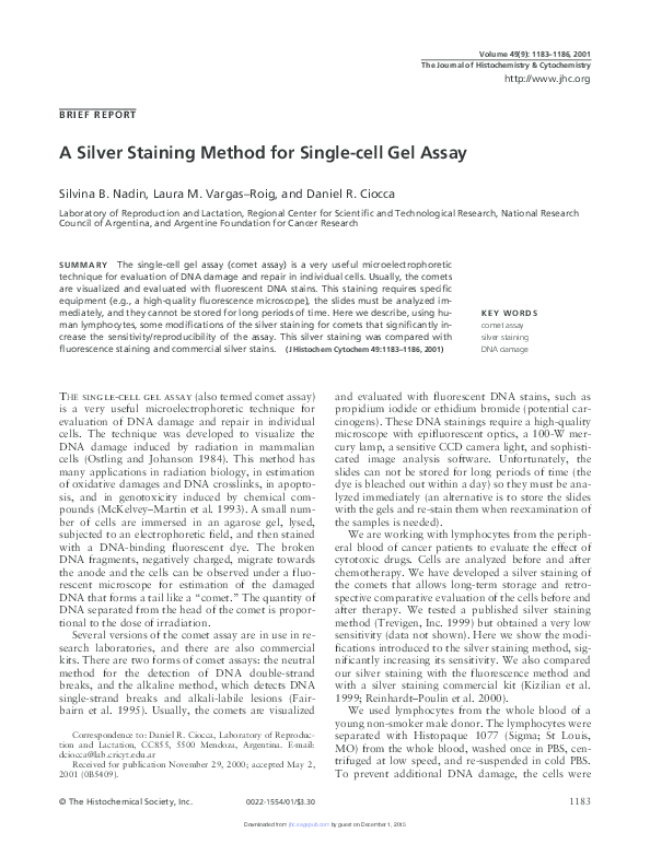 (PDF) A Silver Staining Method for Single-cell Gel Assay