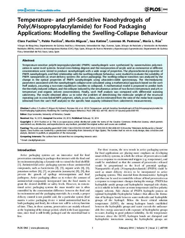 (PDF) Temperature- and pH-Sensitive Nanohydrogels of Poly(N ...