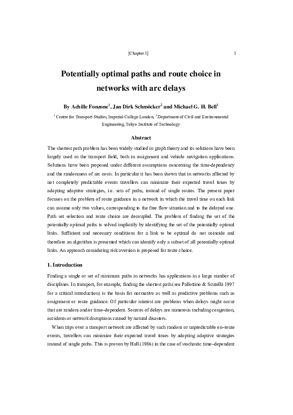 (PDF) Potentially optimal paths and route choice in networks with arc ...
