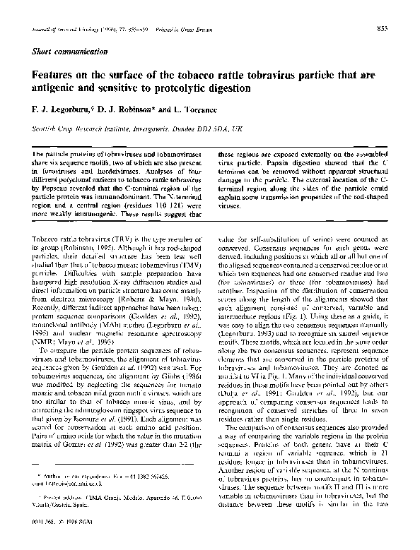 (PDF) Features on the surface of the tobacco rattle tobravirus particle ...
