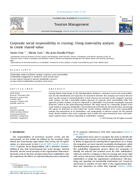 (PDF) Corporate social responsibility in cruising: using materiality ...