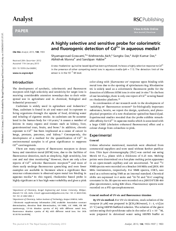 (PDF) A naphthalimide–quinoline based probe for selective, fluorescence ratiometric sensing of ...