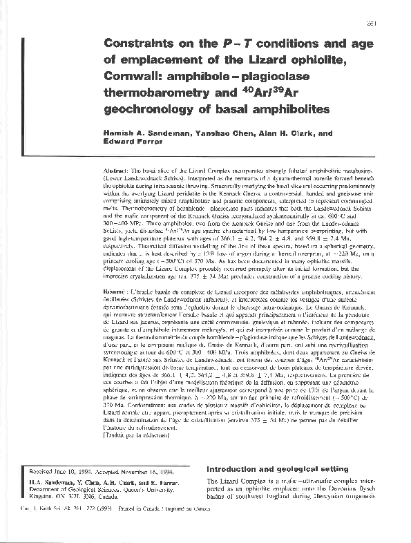 (PDF) Constraints on the P–T conditions and age of emplacement of the ...