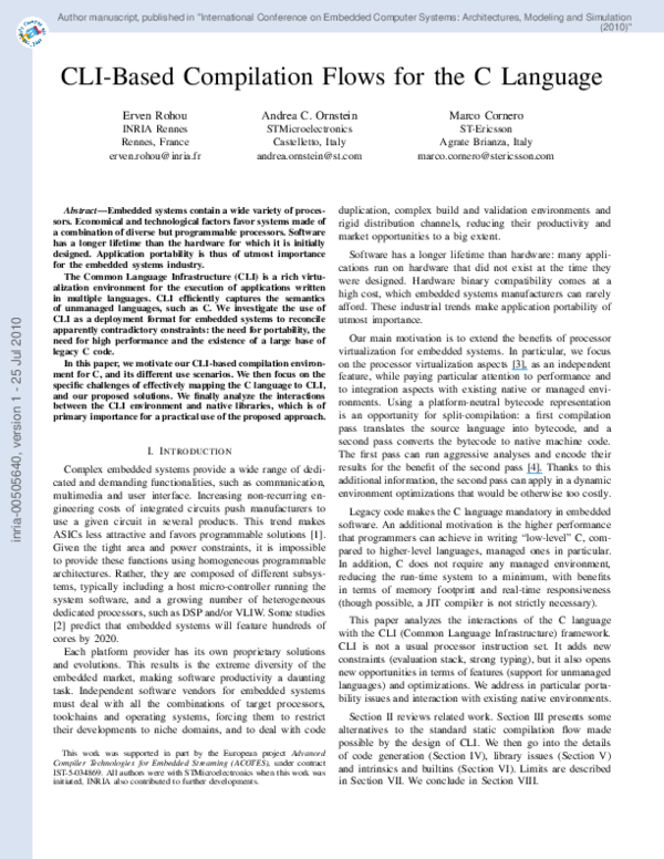 (PDF) CLI-based compilation flows for the C language