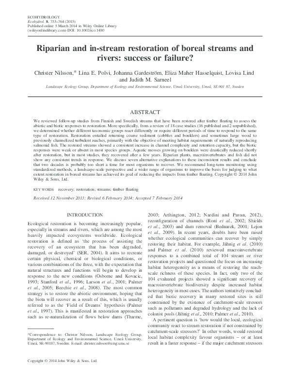 (PDF) Riparian and in-stream restoration of boreal streams and rivers ...