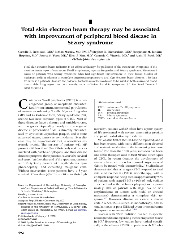 (PDF) Total skin electron beam therapy may be associated with ...