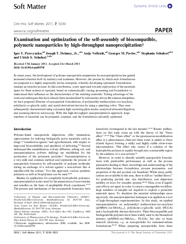 (PDF) Examination and optimization of the self-assembly of biocompatible, polymeric ...