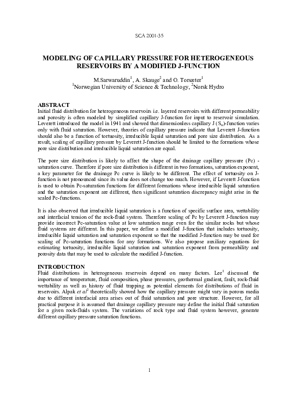 (PDF) Modeling of capillary J-function for heterogeneous reservoirs by a modified method