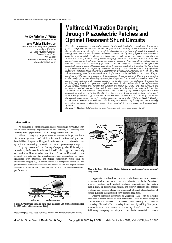 Pdf Multimodal Vibration Damping Through Piezoelectric Patches And Optimal Resonant Shunt Circuits
