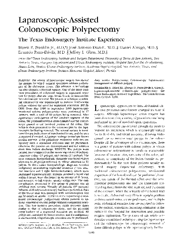 (PDF) Laparoscopic-assisted colonoscopic polypectomy
