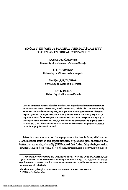 (PDF) Single-Item Versus Multiple-Item Measurement Scales: An Empirical ...