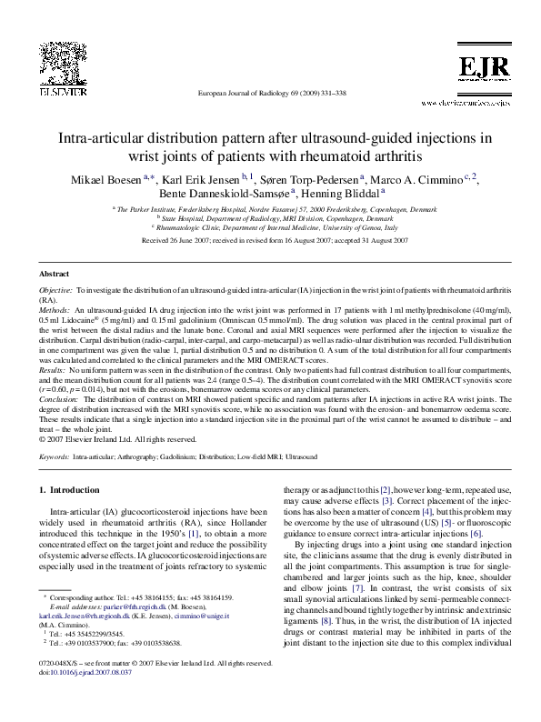 (PDF) Intra-articular distribution pattern after ultrasound-guided ...