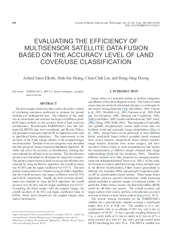 (PDF) Evaluating the Efficiency of Multisensor Satellite Data Fusiion Based on the Accuracy ...