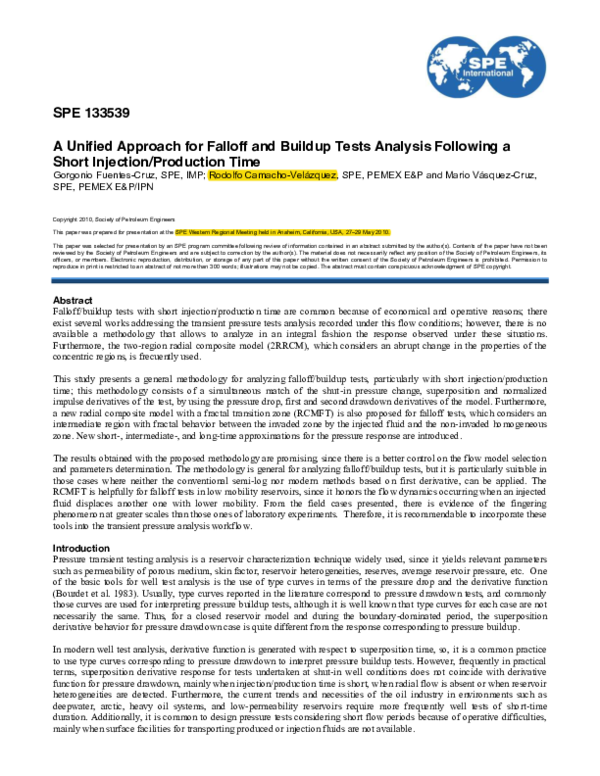 Pdf A Unified Approach For Falloff And Buildup Tests Analysis