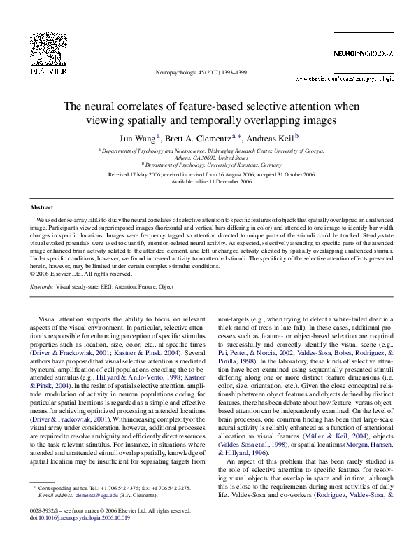(PDF) The neural correlates of feature-based selective attention when ...