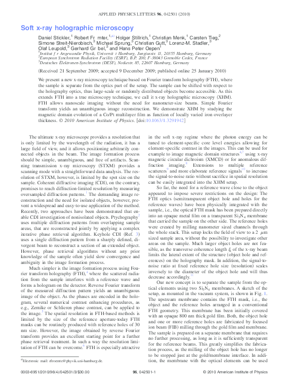 (PDF) Soft x-ray holographic microscopy
