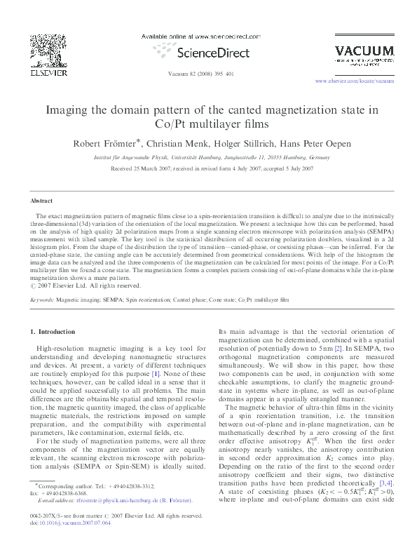 (PDF) Imaging the domain pattern of the canted magnetization state in ...