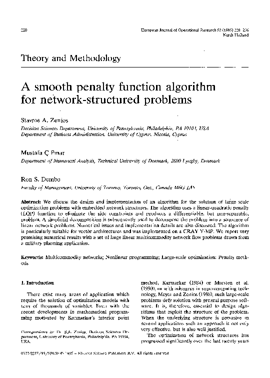 (PDF) A smooth penalty function algorithm for network-structured problems