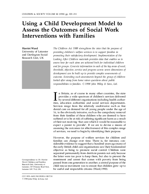 (PDF) Evaluating Social Work Outcomes for Families
