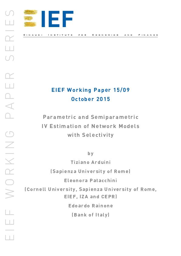 Pdf Parametric And Semiparametric Iv Estimation Of Network Models
