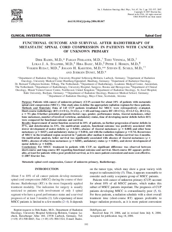 (PDF) Radiotherapy of Metastatic Spinal Cord Compression | Lukas Stalpers - Academia.edu