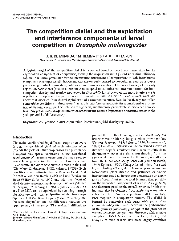 (PDF) The competition diallel and the exploitation and interference ...