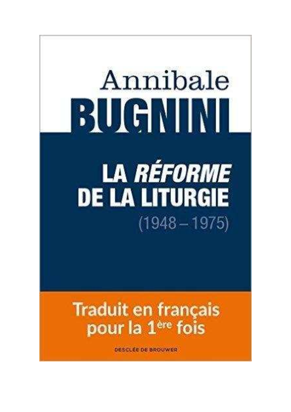 (PDF) Annibale Bugnini, La réforme de la liturgie (1948-1975) (trad. Sr ...