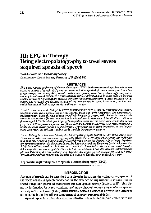 (PDF) III: EPG in Therapy Using electropalatography to treat severe ...