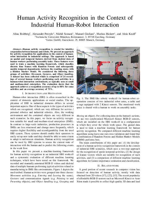 (PDF) Human Activity Recognition in the Context of Industrial Human ...