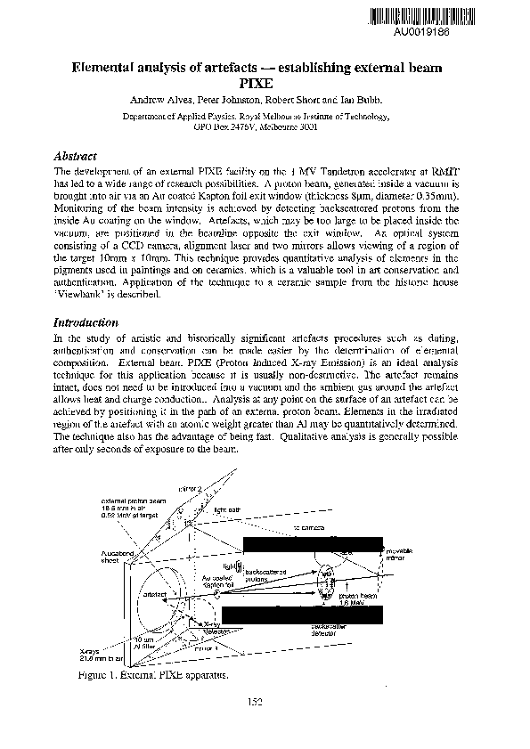 (PDF) Elemental analysis of artefacts — establishing external beam PIXE | Peter Johnston ...