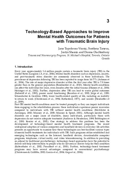 (PDF) Technology-Based Approaches to Improve Mental Health Outcomes for ...