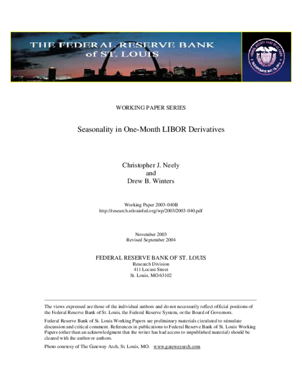 (PDF) Seasonality in One-Month LIBOR Derivatives