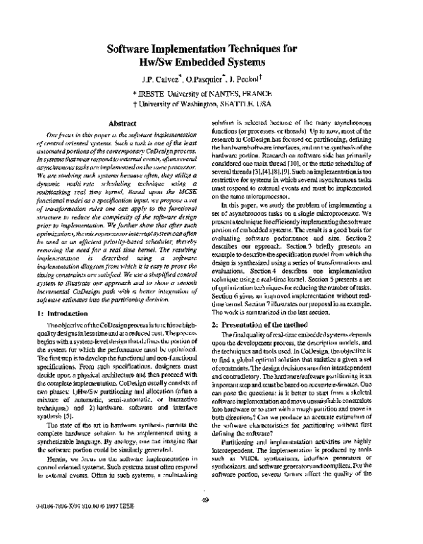 (PDF) Software implementation techniques for HW/SW embedded systems