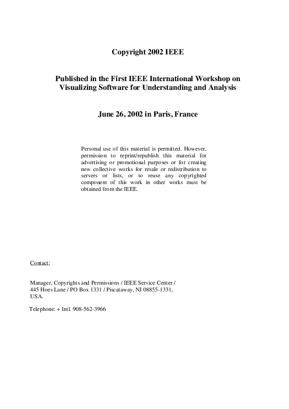 (PDF) Runtime visualisation of object oriented software