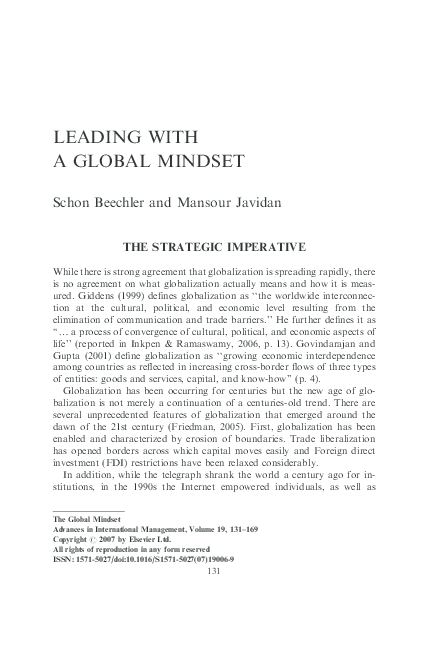 (PDF) Leading with a Global Mindset
