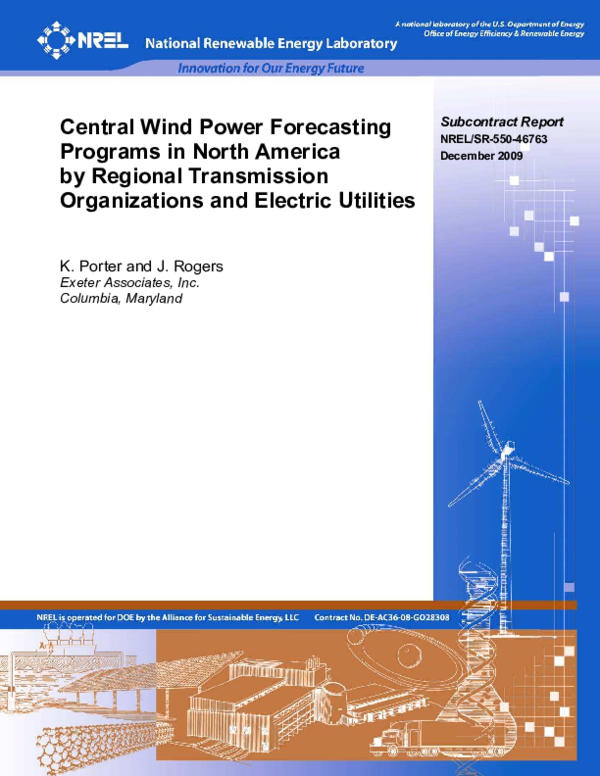 (PDF) Central Wind Power Forecasting Programs in North America by ...