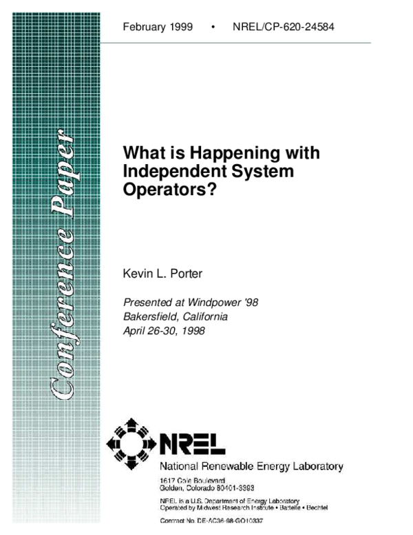 (PDF) What is Happening with Independent System Operators?