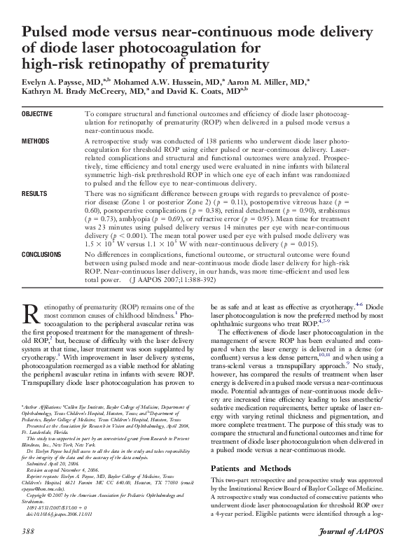 (PDF) Pulsed mode versus near-continuous mode delivery of diode laser ...