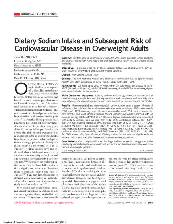 (PDF) Dietary Sodium Intake and Subsequent Risk of Cardiovascular ...