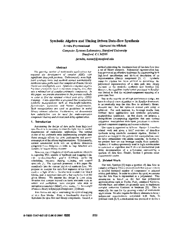 Pdf Symbolic Algebra And Timing Driven Data Flow Synthesis