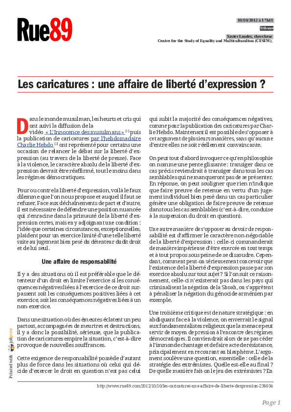 arguments pour la liberté d'expression