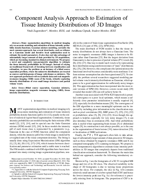 (PDF) Component Analysis Approach to Estimation of Tissue Intensity ...