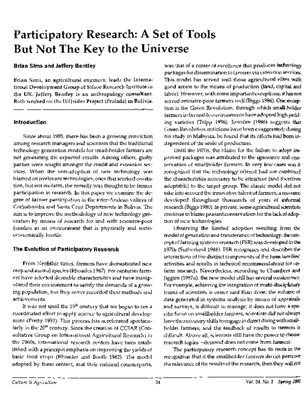 (PDF) Participatory Research: A Set of Tools But Not The Key to the ...