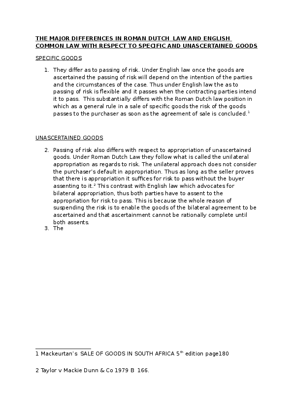 (DOC) Law relating to ascertained and unascertained goods.