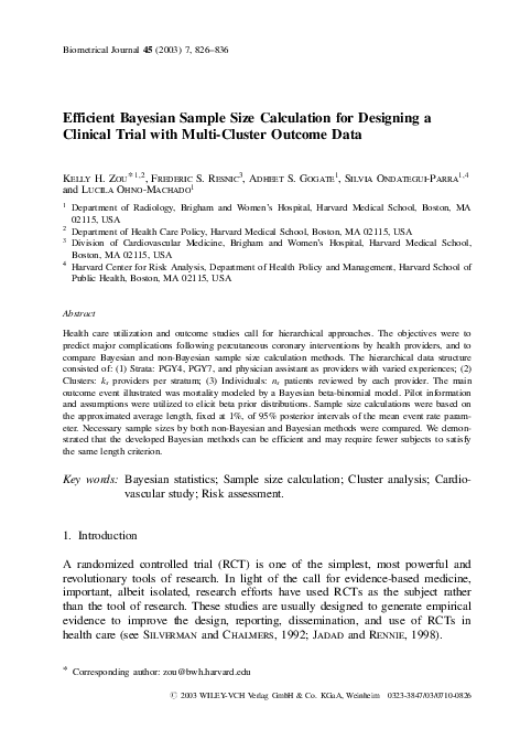 (PDF) Efficient Bayesian Sample Size Calculation for Designing a