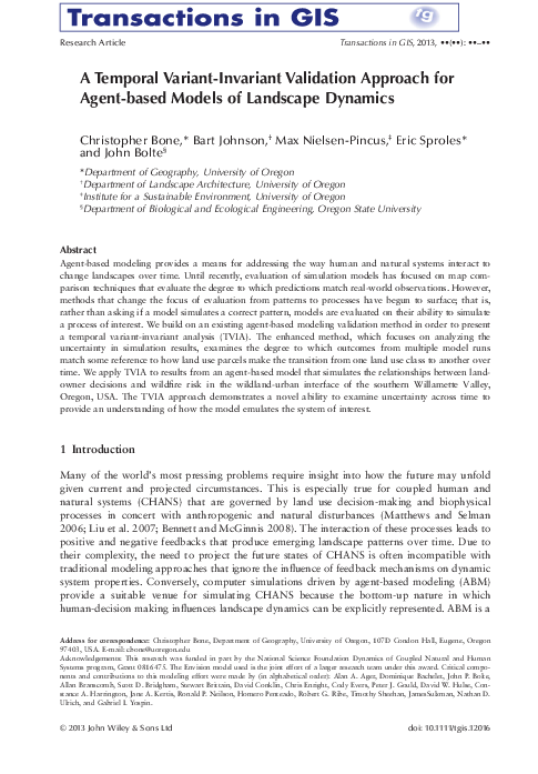 (PDF) A Temporal Variant-Invariant Validation Approach for Agent-based Models of Landscape Dynamics