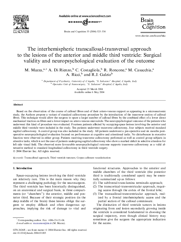 (PDF) The interhemispheric transcallosal-transversal approach to the ...