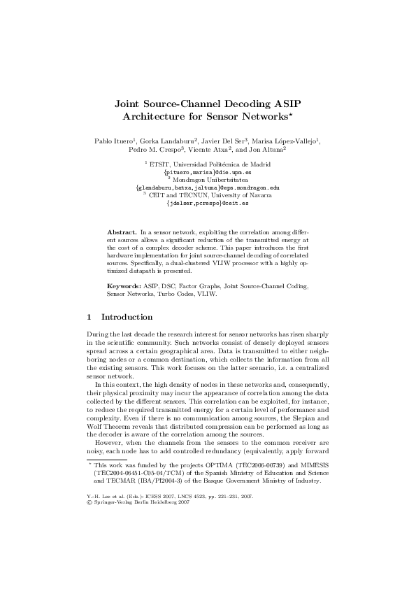 (PDF) Joint Source-Channel Decoding ASIP Architecture for Sensor Networks