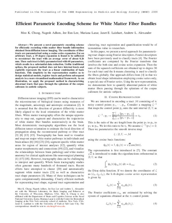 (PDF) Efficient parametric encoding scheme for white matter fiber bundles