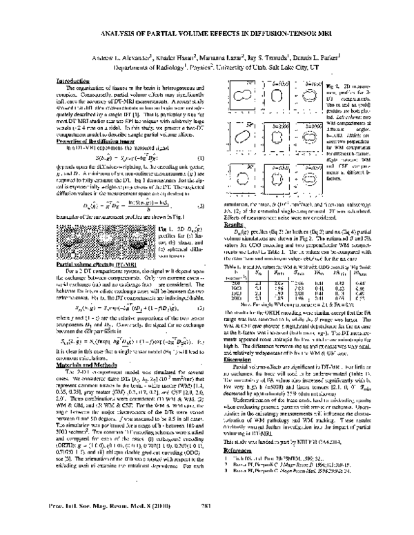 (PDF) Analysis of partial volume effects in diffusion-tensor MRI